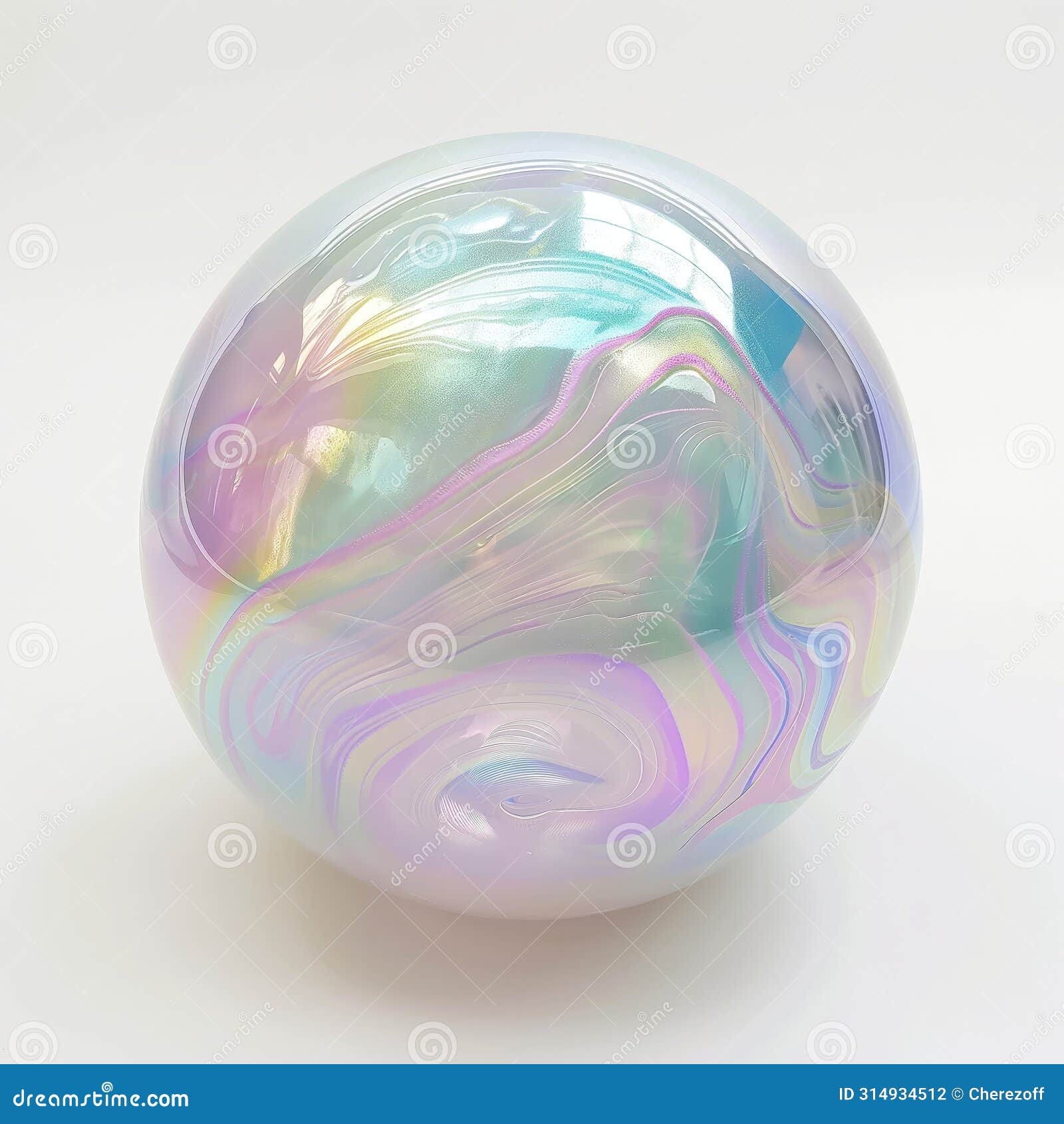 Iridescent Marble Sphere on White Background Stock Photo - Image of ...