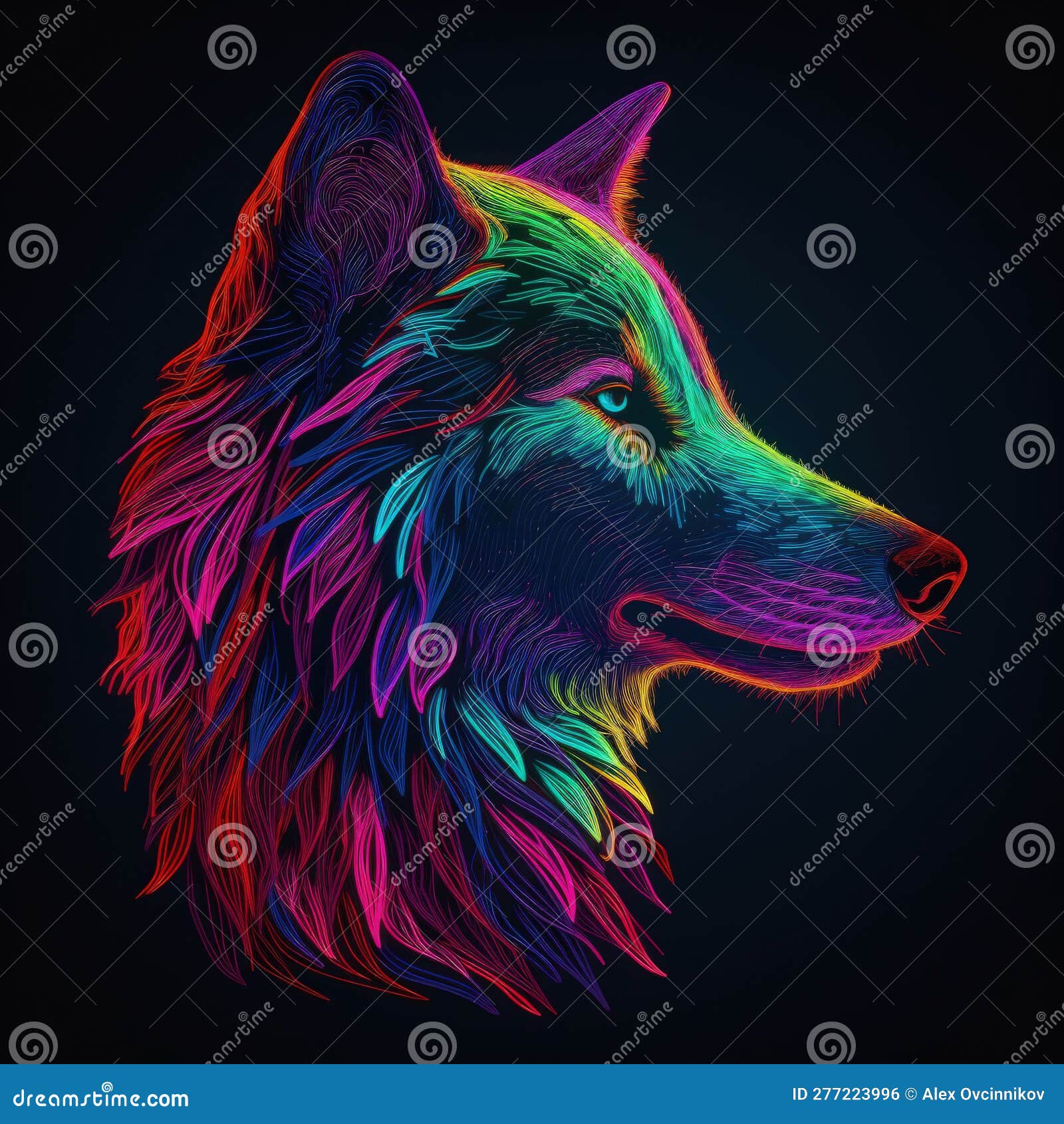 Iridescent Neon Howling Wolf in a Psychedelic World. Perfect for ...