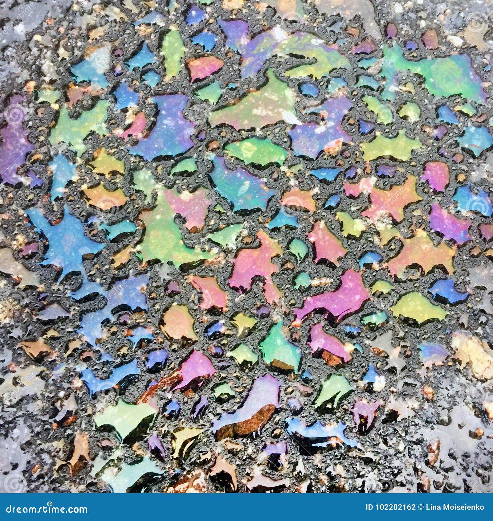 Iridescent Overflows of Petrol Spots on the Surface of the Water on the ...