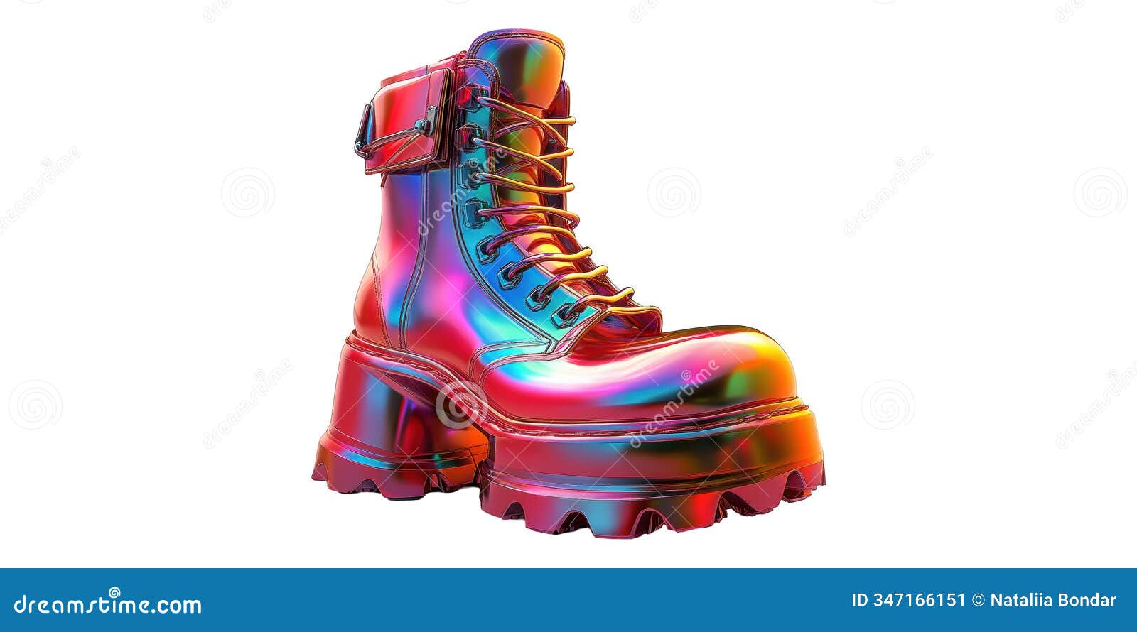 Iridescent Platform Boot Isolated on Transparent Background Stock Image ...