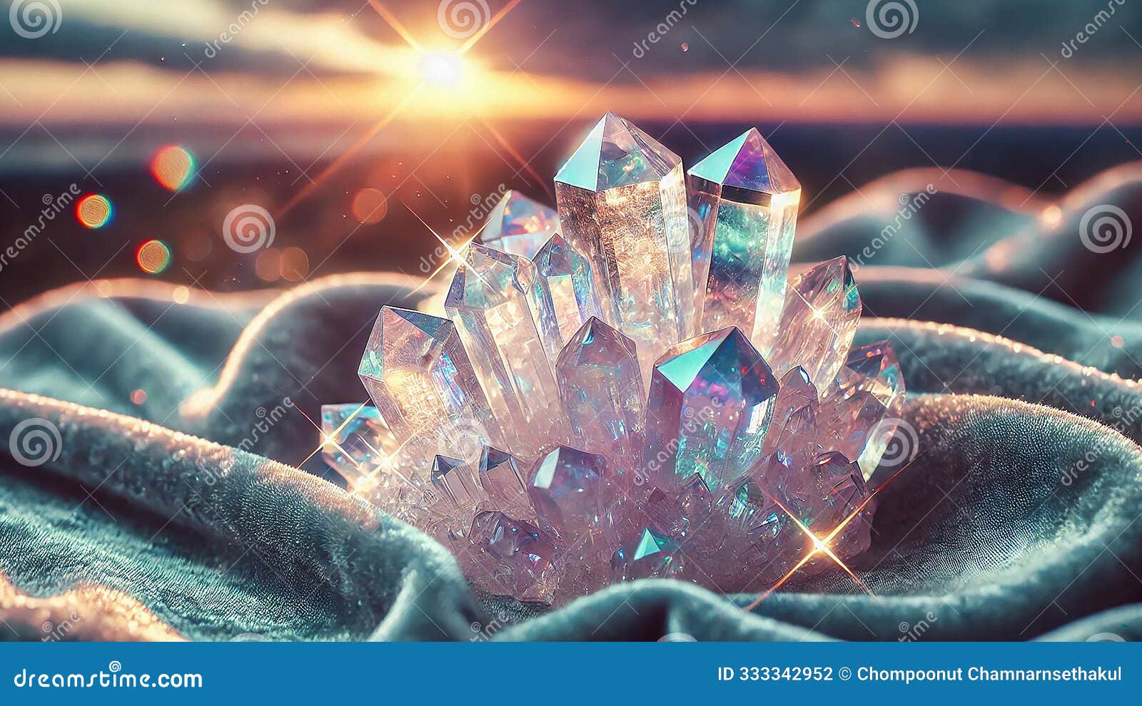 Iridescent Quartz Crystals On A Smooth Stone Surface Stock Image ...
