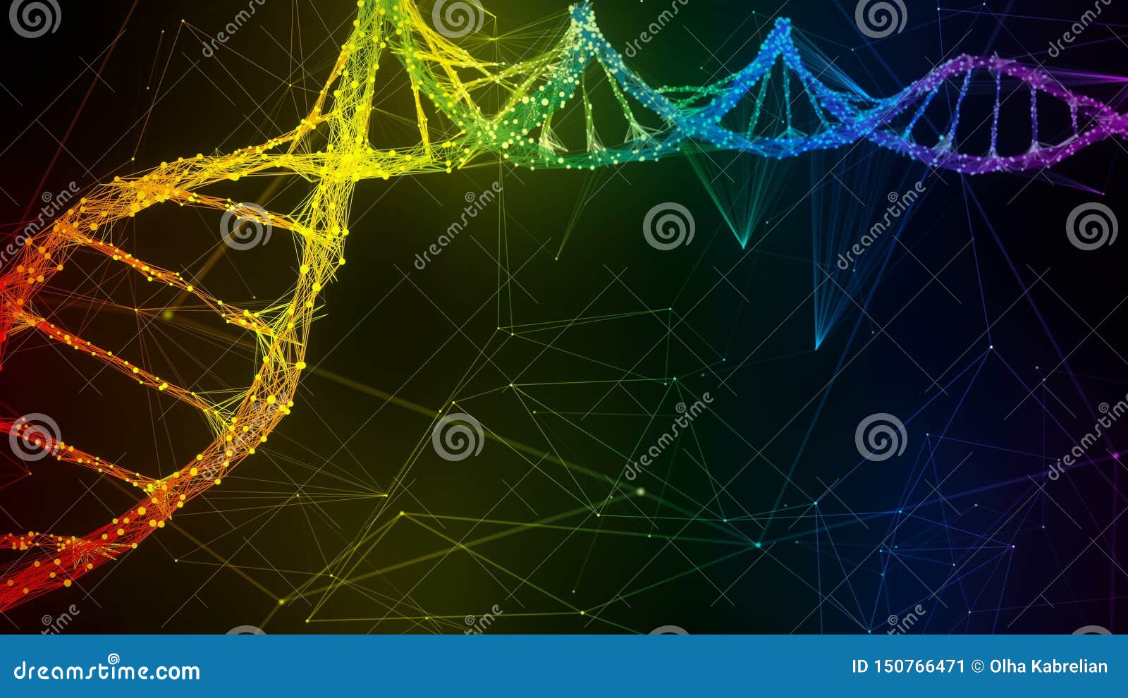 Iridescent Rainbow Digital Plexus DNA Molecule Strand Colorful Loop ...