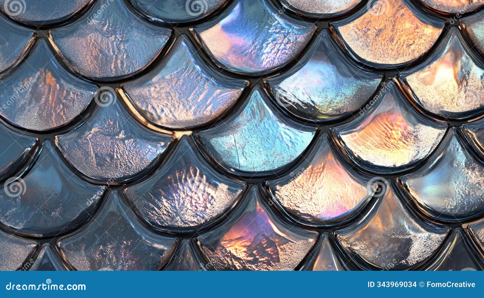 Iridescent Scale-Shaped Tiles in a Mosaic Pattern Stock Illustration ...