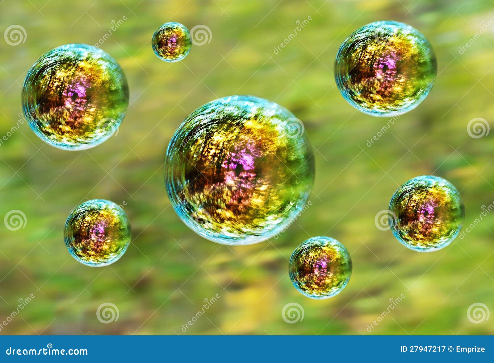 Iridescent Soap Bubble on Green Forest Background Stock Image - Image ...