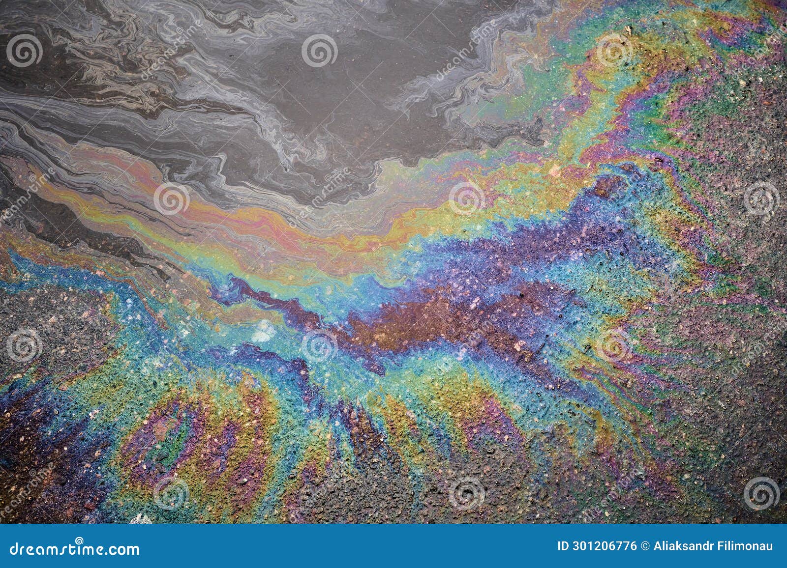 Iridescent Spot of Gasoline on Pavement Stock Photo - Image of ...