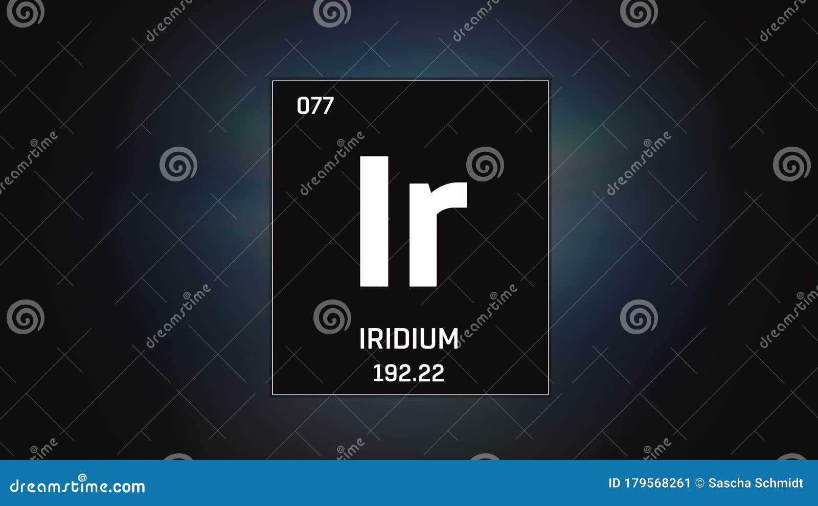 Iridium As Element 77 of the Periodic Table 3D Illustration on Grey ...