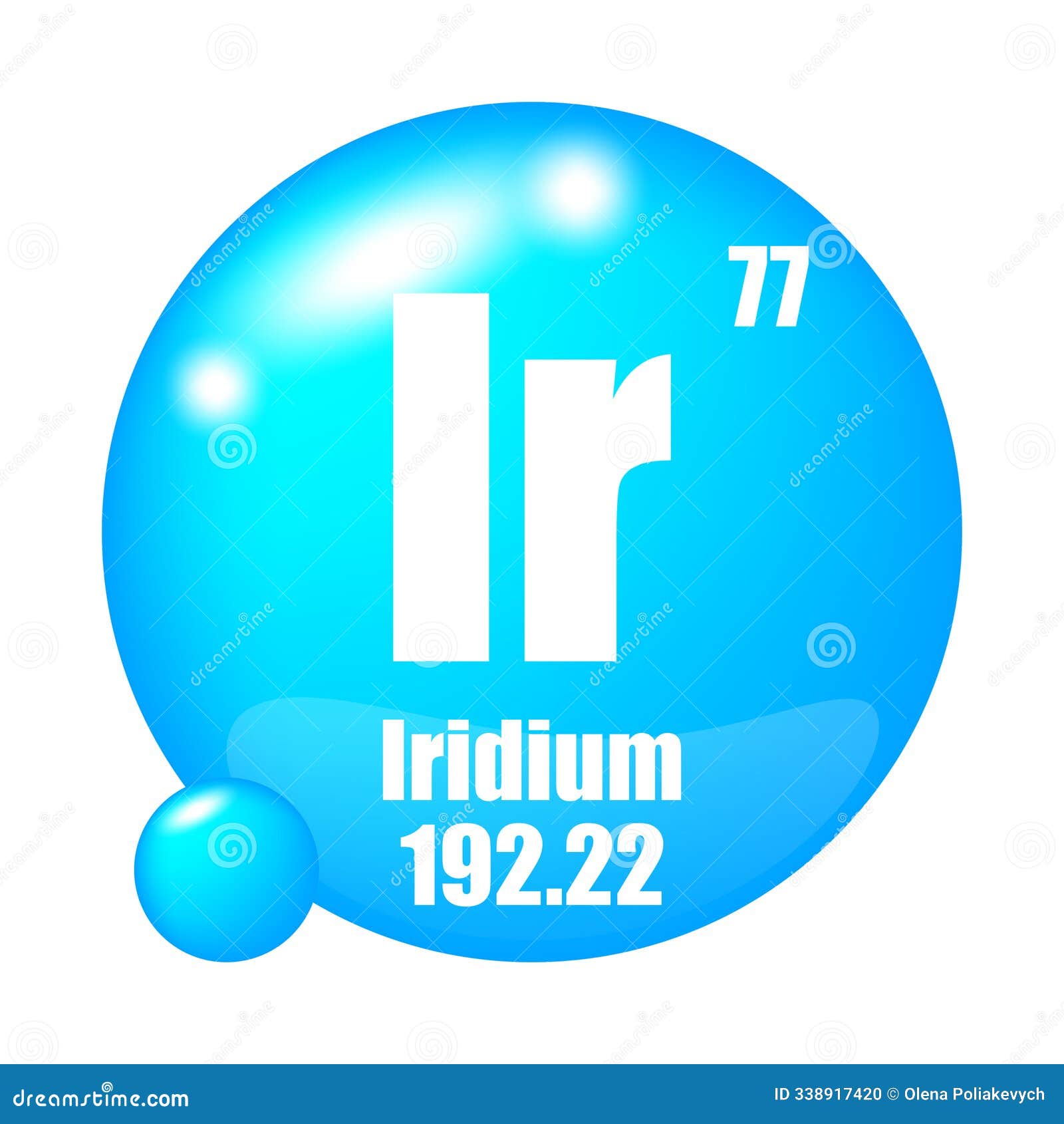 Iridium Icon. Ir Chemical Element. Atomic Number 77. Mass 192.22. Blue ...