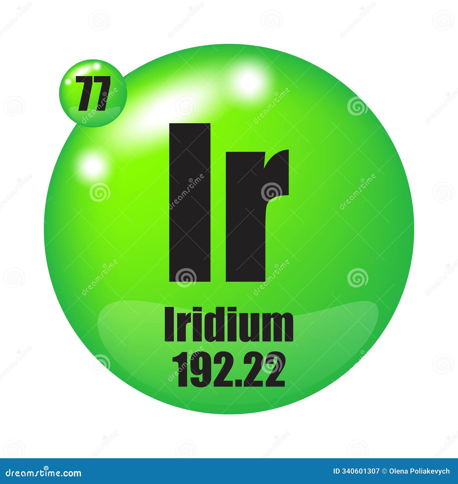 Iridium Icon. Ir Chemical Element. Atomic Number 77. Mass 192.22. Green ...