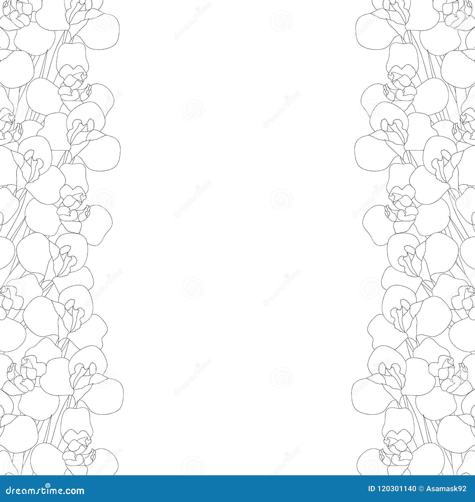 Iris Flower Outline Border on White Background. Vector Illustration ...