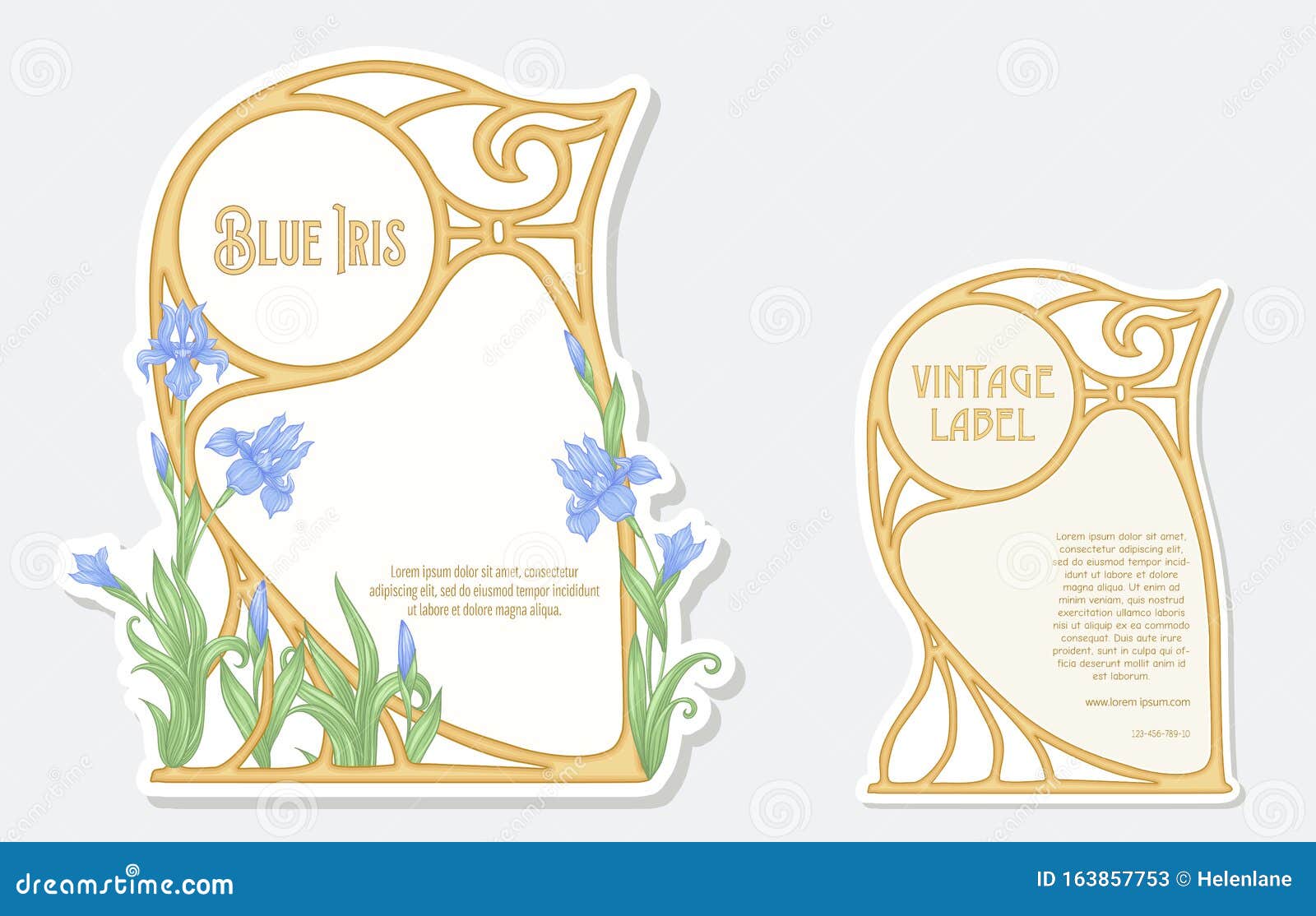 Iris Flower. Set of 2 Labels, Decorative Frames, Borders Stock Vector ...