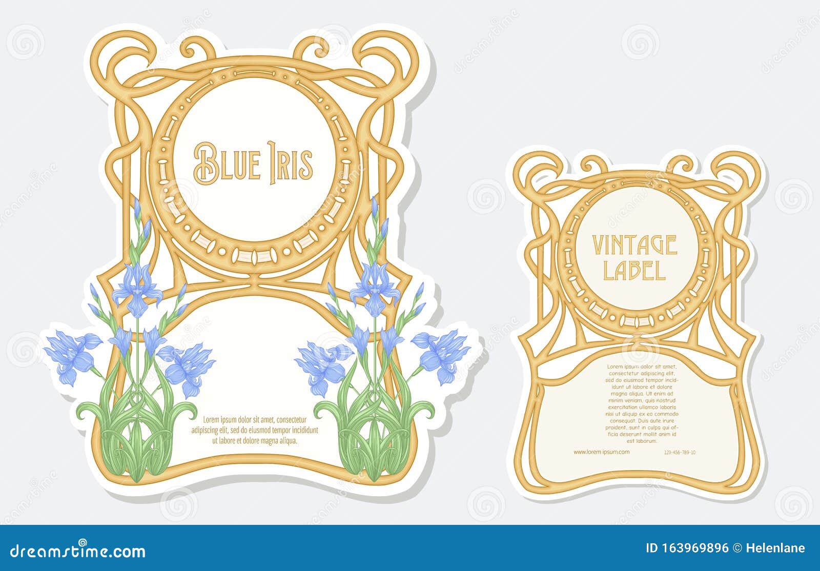 Iris Flower. Set of 2 Labels, Decorative Frames, Borders Stock Vector ...