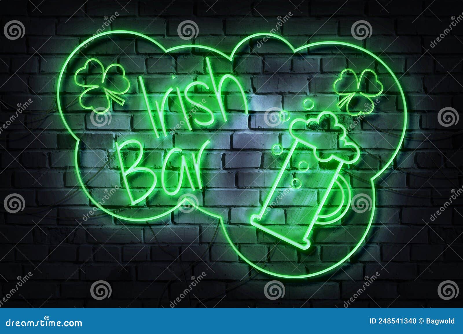 Irish Bar Neon Sign on a Dark Wall Stock Illustration - Illustration of ...