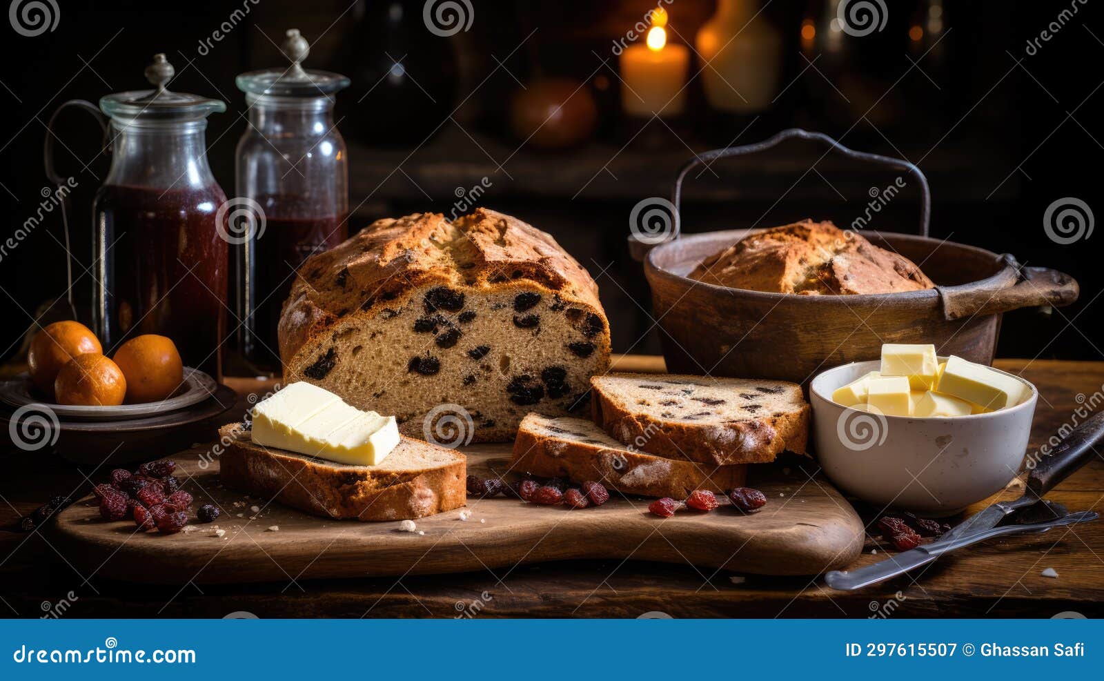 An Irish Barmbrack within a Rustic Setting Stock Illustration ...