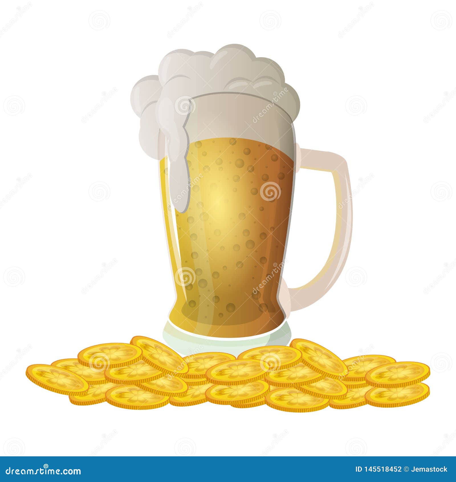 Irish Beer with Coins Stacked Stock Vector - Illustration of liquid ...