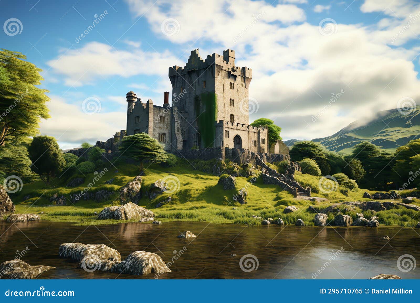 Irish Castle Background Digital Paper Stock Illustration - Illustration ...