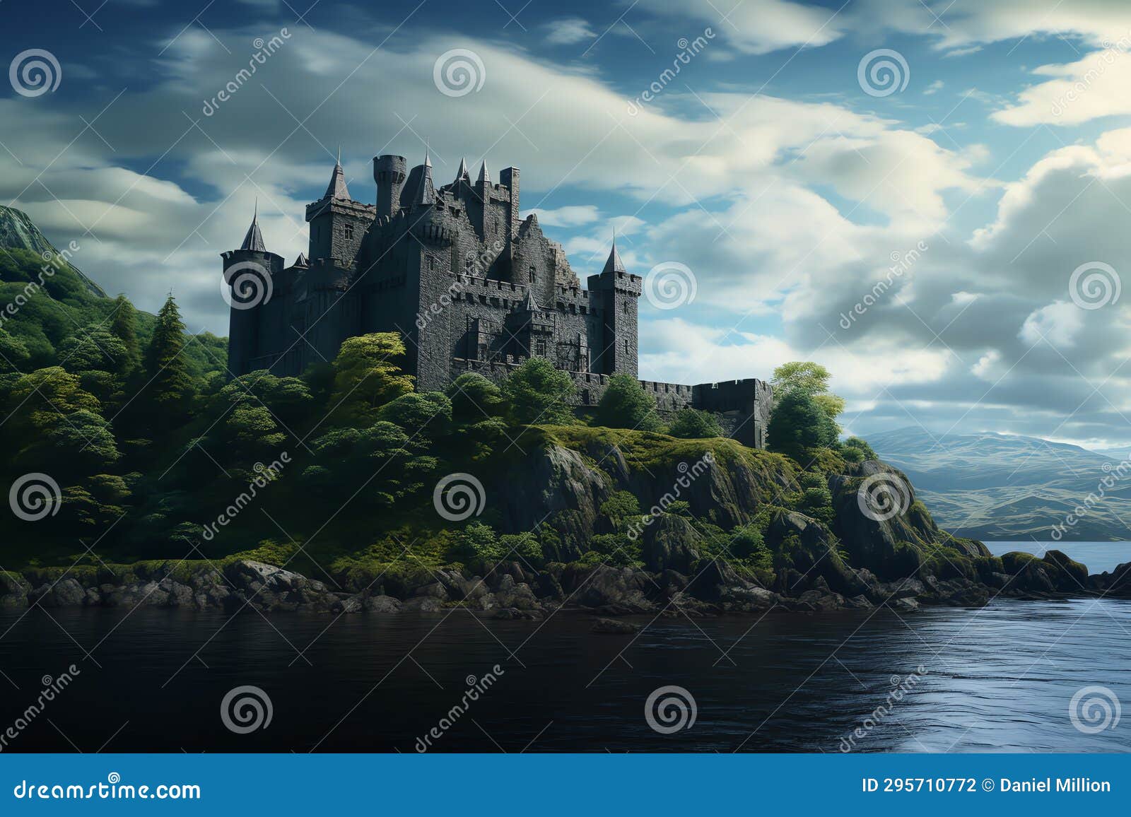 Irish Castle Background Digital Paper Stock Illustration - Illustration ...