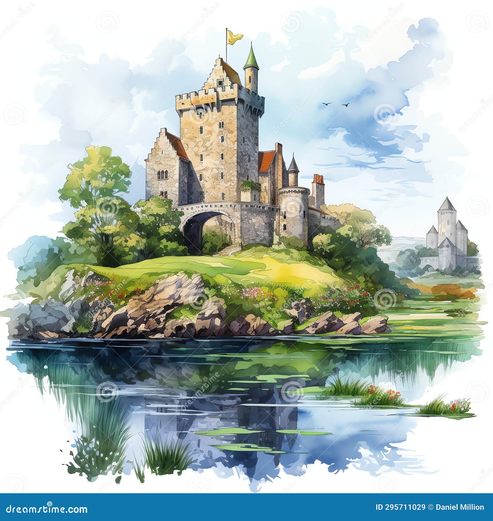 Irish castle watercolor stock illustration. Illustration of traditional ...