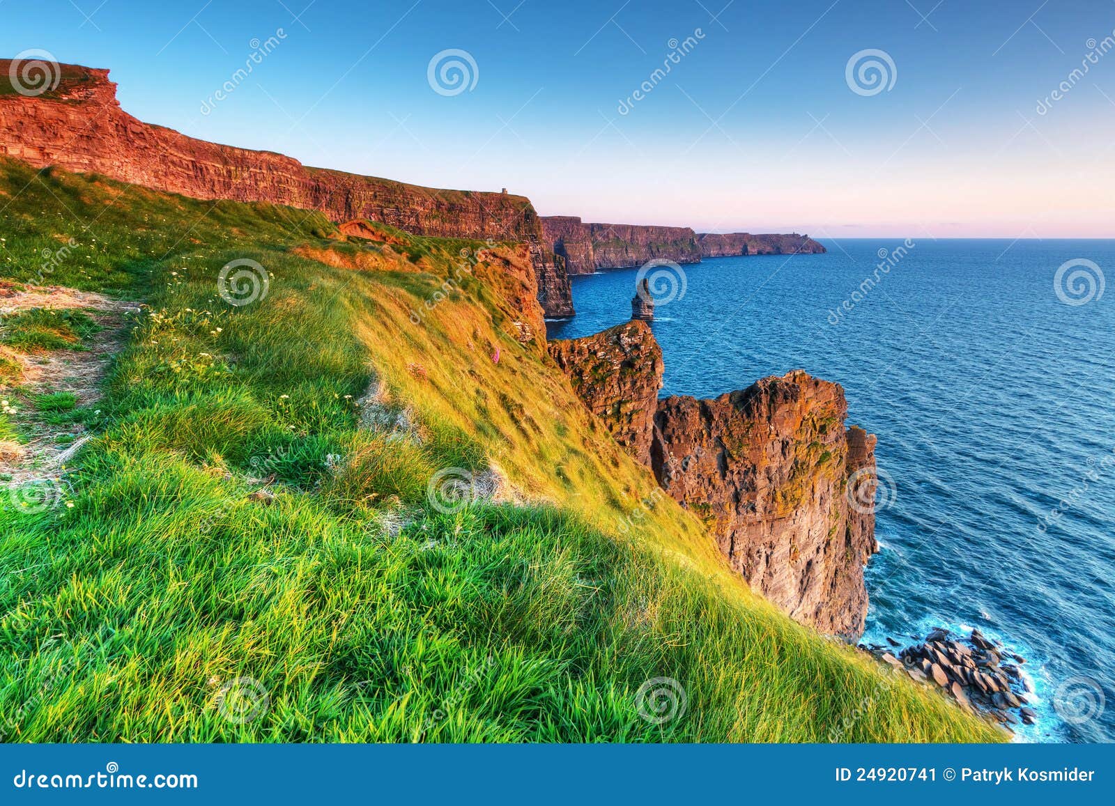 Irish Cliffs of Moher at Sunset Stock Image - Image of clare, irish ...