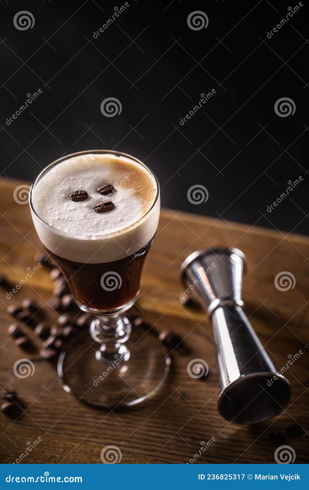 Irish Coffee on a Bar Counter in a Cafe Ready for the Customer Stock ...