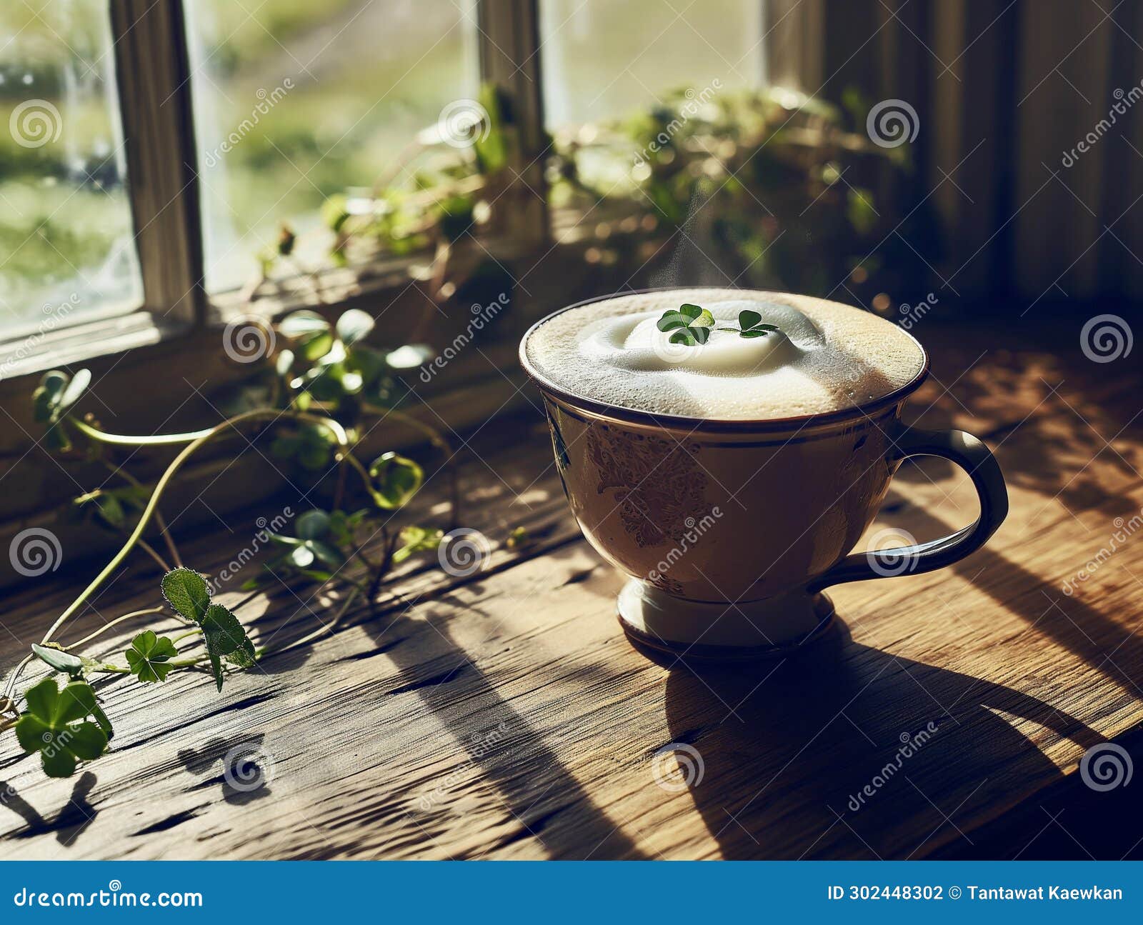 Irish Coffee with a Shamrock Shaped Cream Top Stock Photo - Image of ...