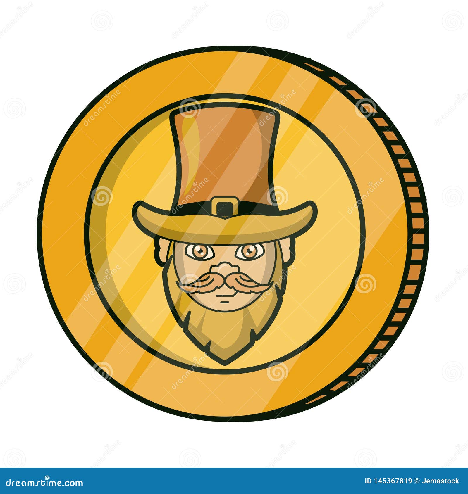 Irish coin isolated stock vector. Illustration of design - 145367819