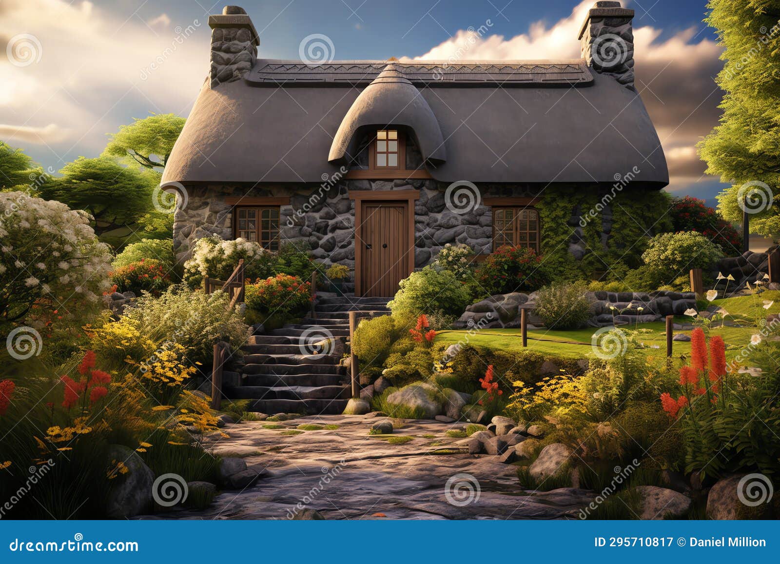 Irish Cottage Background Digital Paper Stock Illustration ...