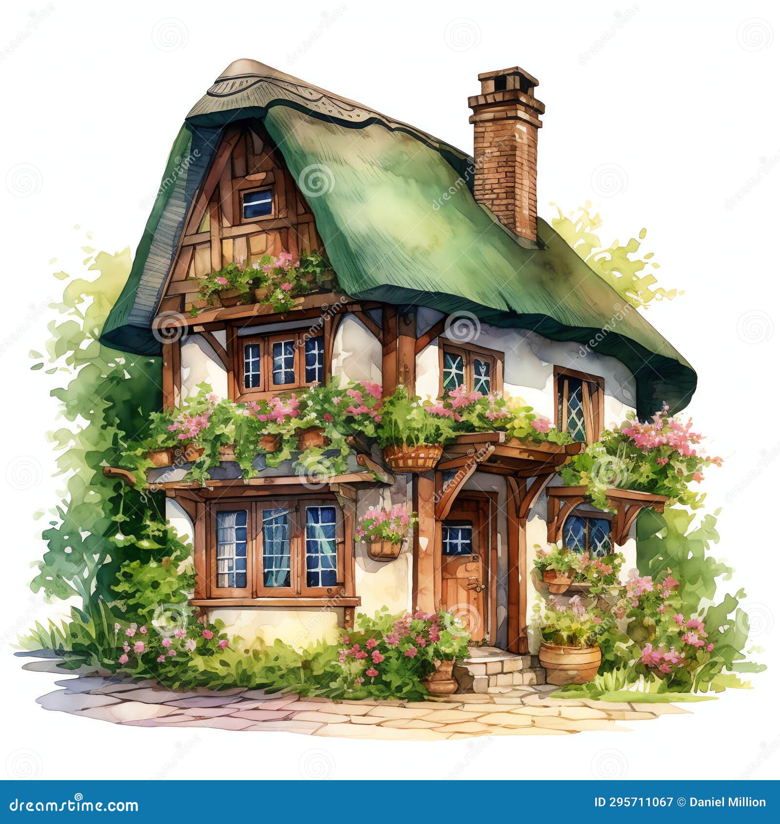 Irish cottage watercolor stock illustration. Illustration of soda ...