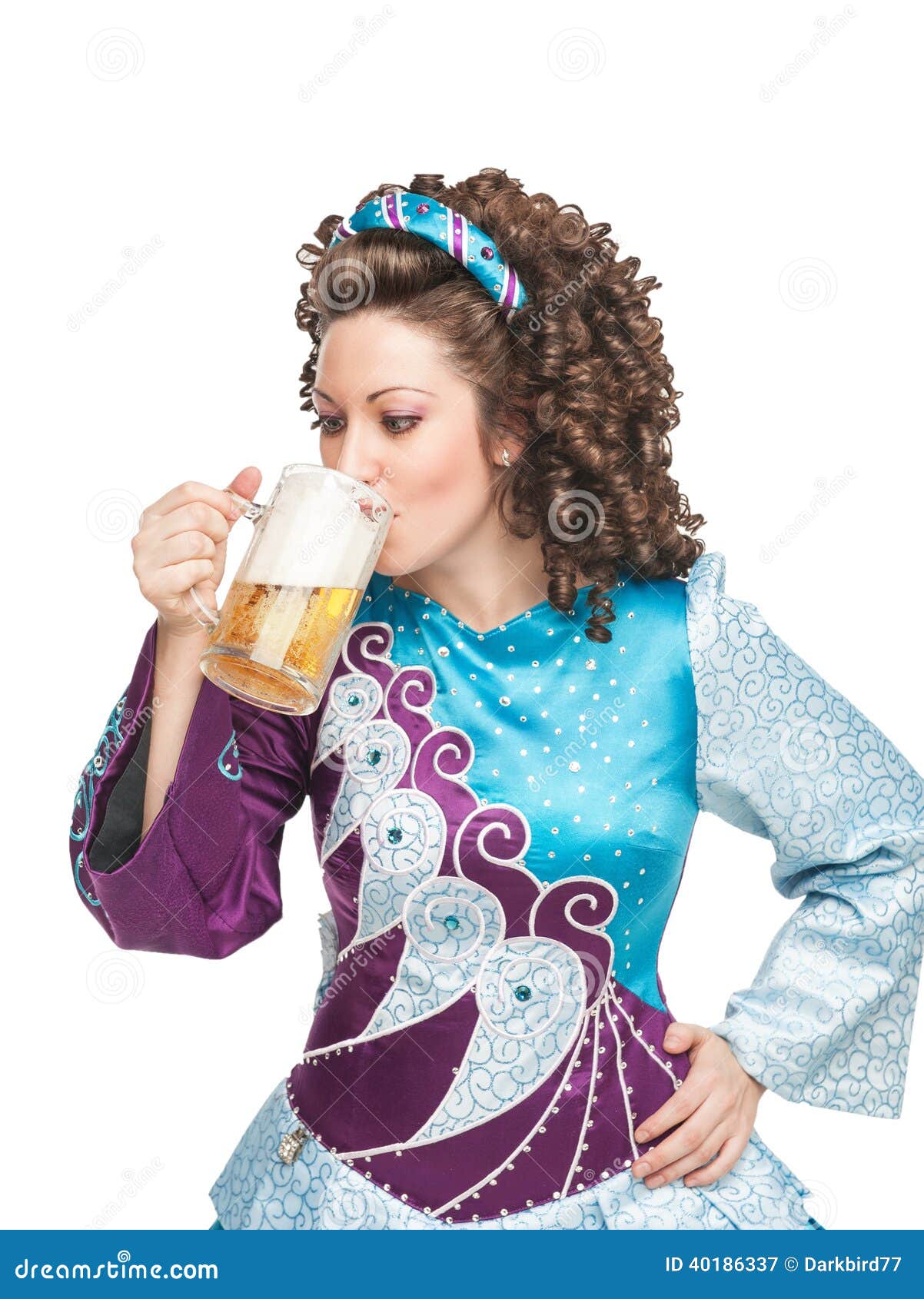 Irish dancer drinking beer stock image. Image of attractive - 40186337
