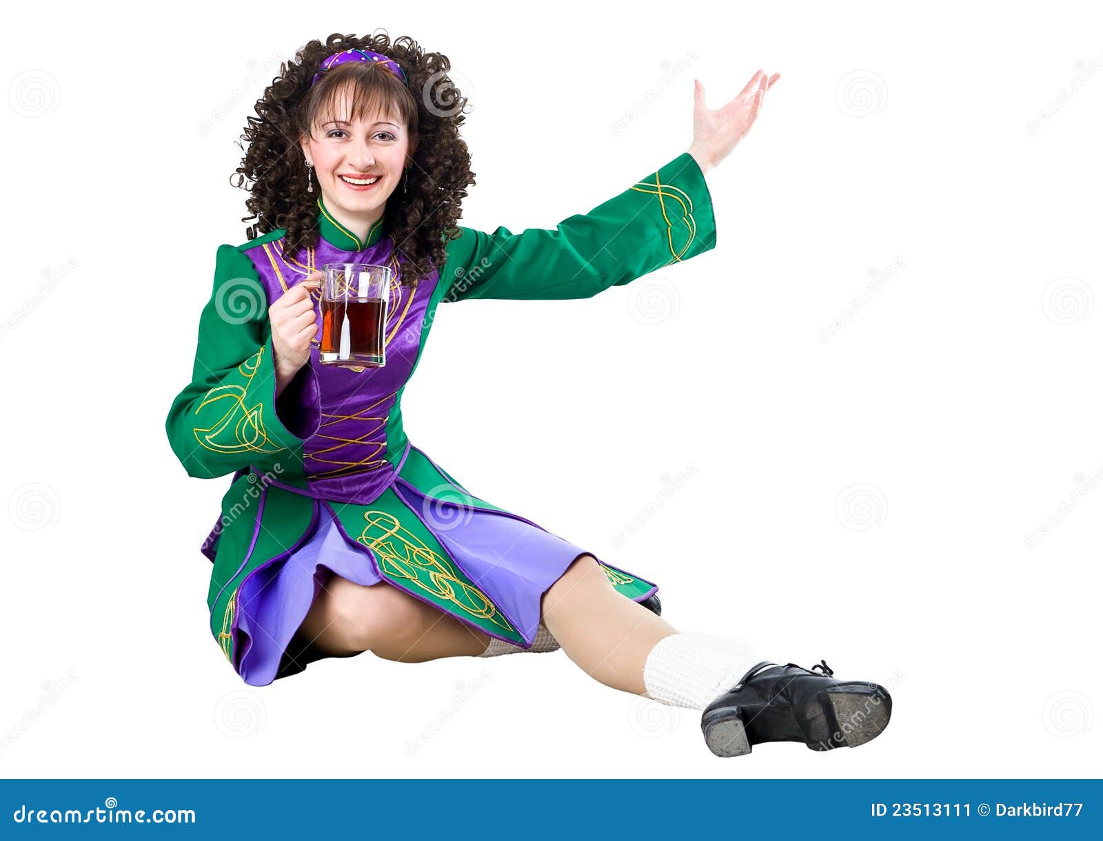 Irish Dancer Sitting with Mug of Beer Stock Image - Image of female ...