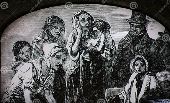 Irish famine drawing. editorial photography. Image of customs - 295395407