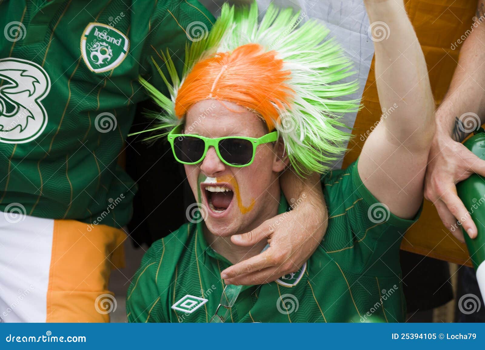 Irish fan in Poznan. editorial image. Image of face, flag - 25394105