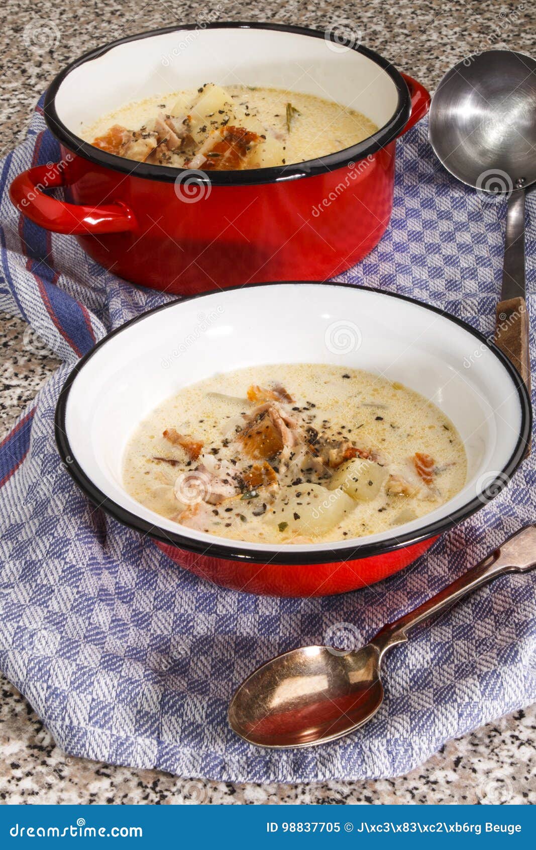 Irish Fish Chowder with Crushed Pepper Corn Stock Image - Image of ...