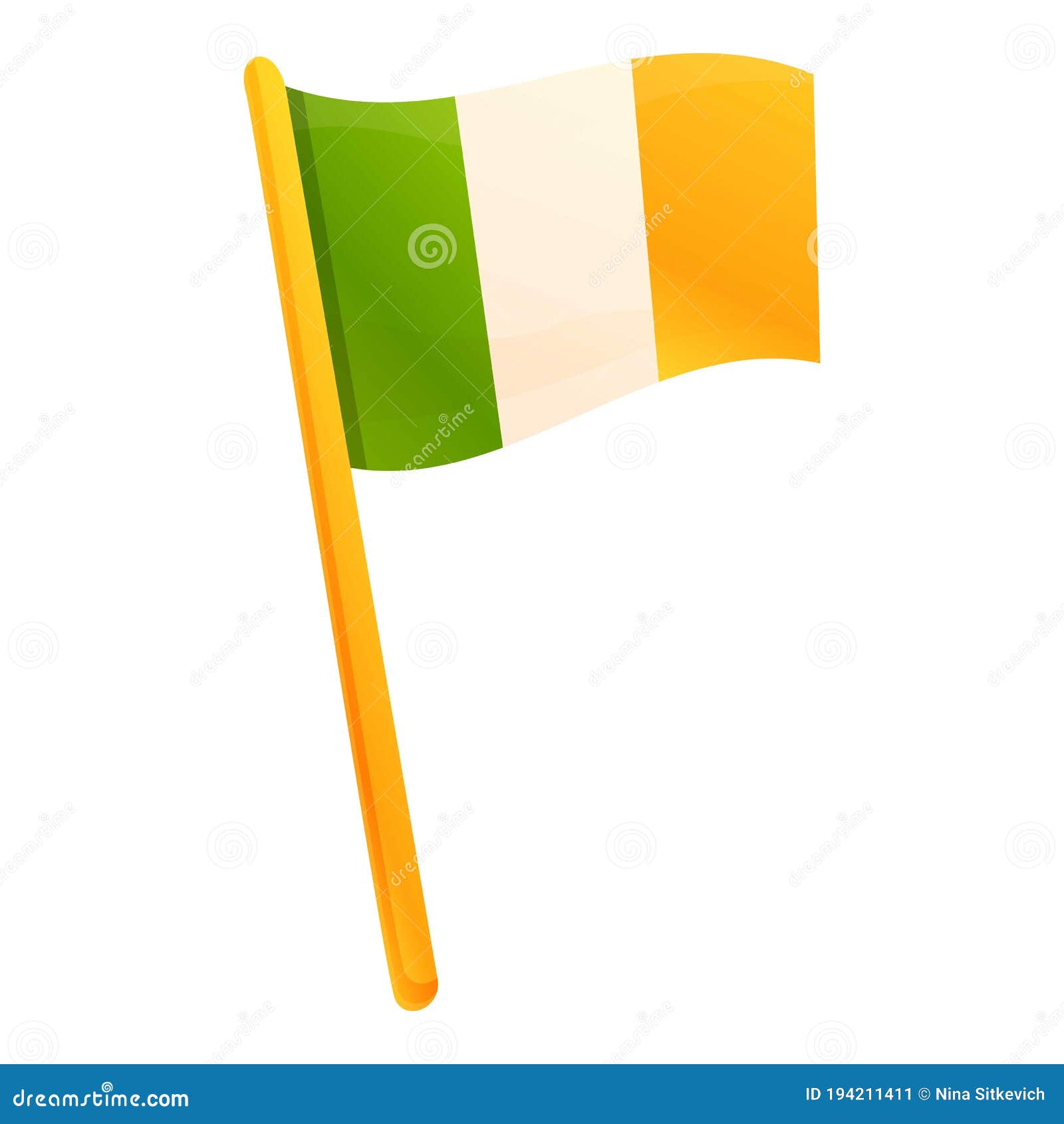 Irish Flag Icon, Cartoon Style Stock Vector - Illustration of button ...
