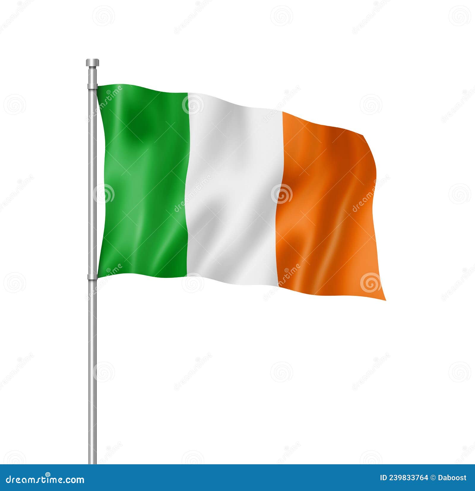 Irish Flag Isolated on White Stock Illustration - Illustration of ...