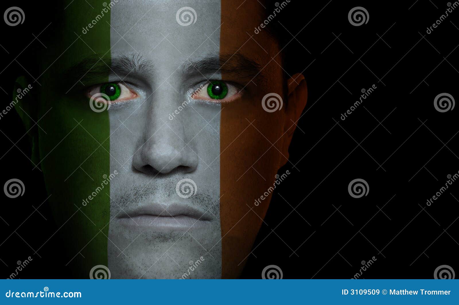 Irish Flag - Male Face stock image. Image of aggressive - 3109509