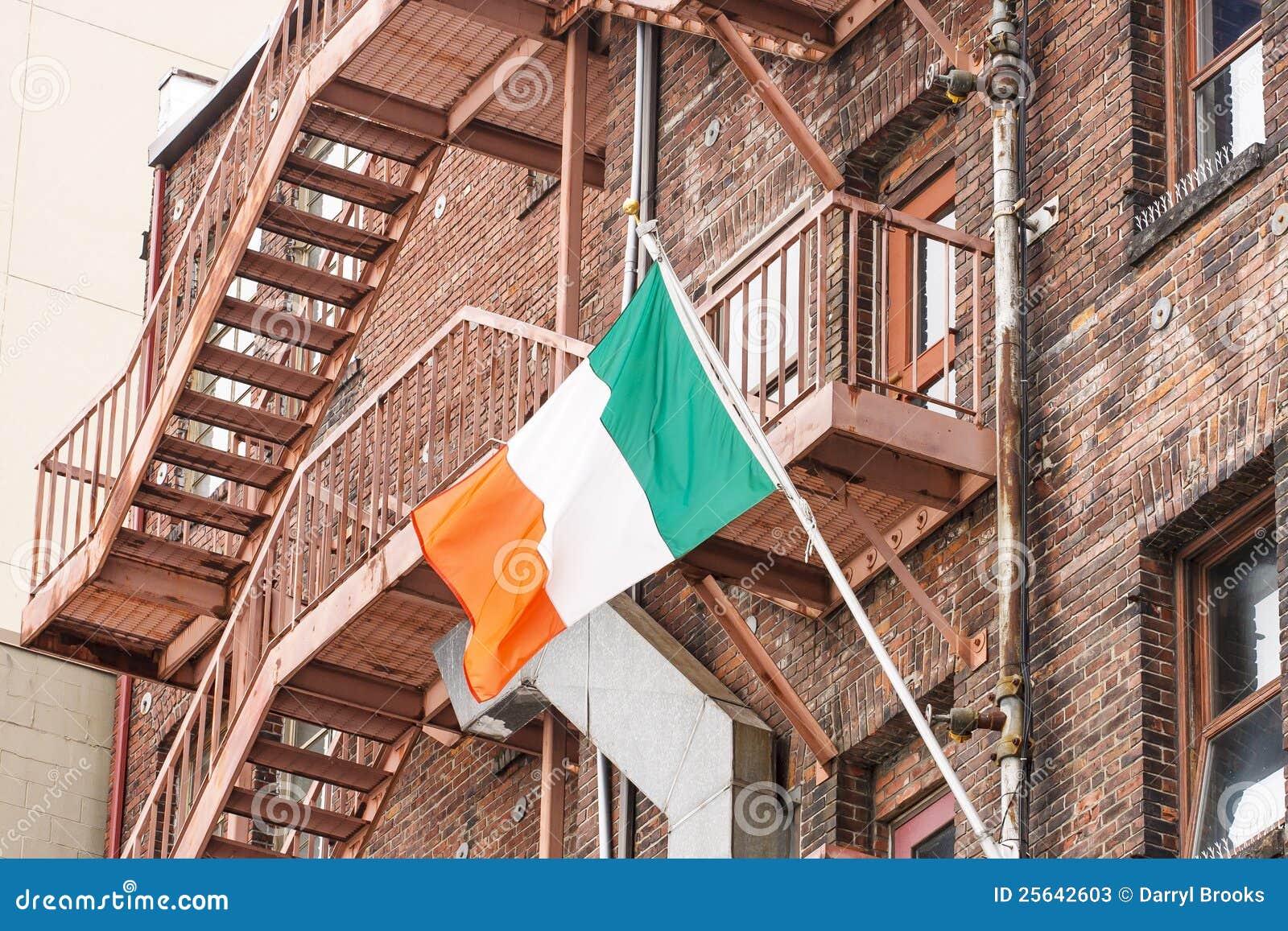 Irish Flag on Old Red Brick Buildings Stock Image - Image of ireland ...
