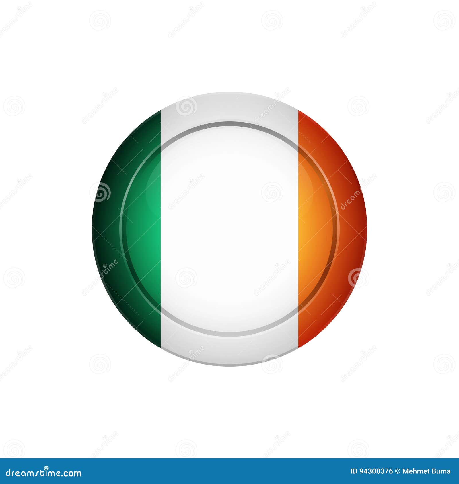 Irish Flag on the Round Button, Vector Illustration Stock Vector ...