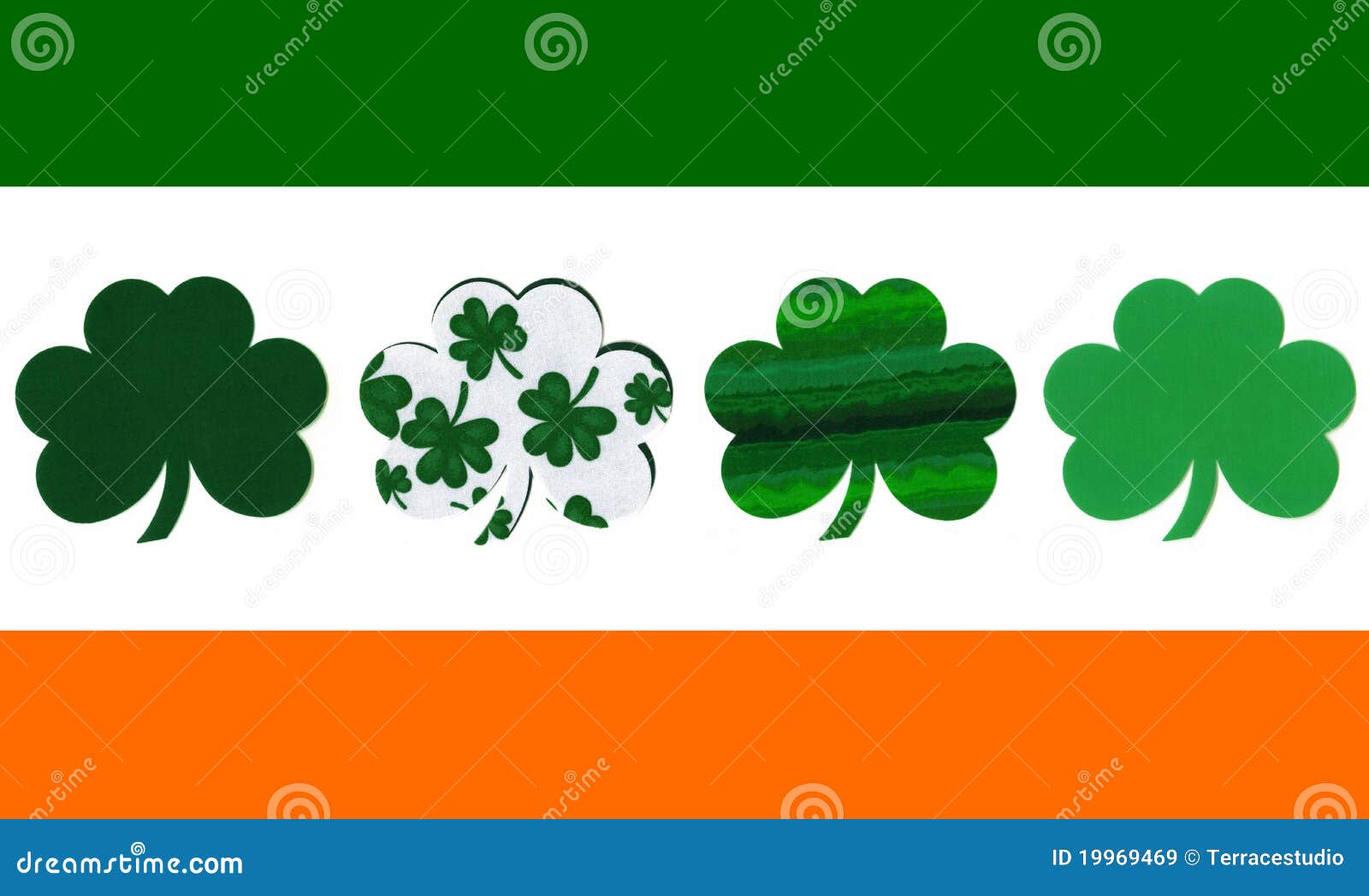 Irish Flag with Shamrocks stock illustration. Illustration of unique ...