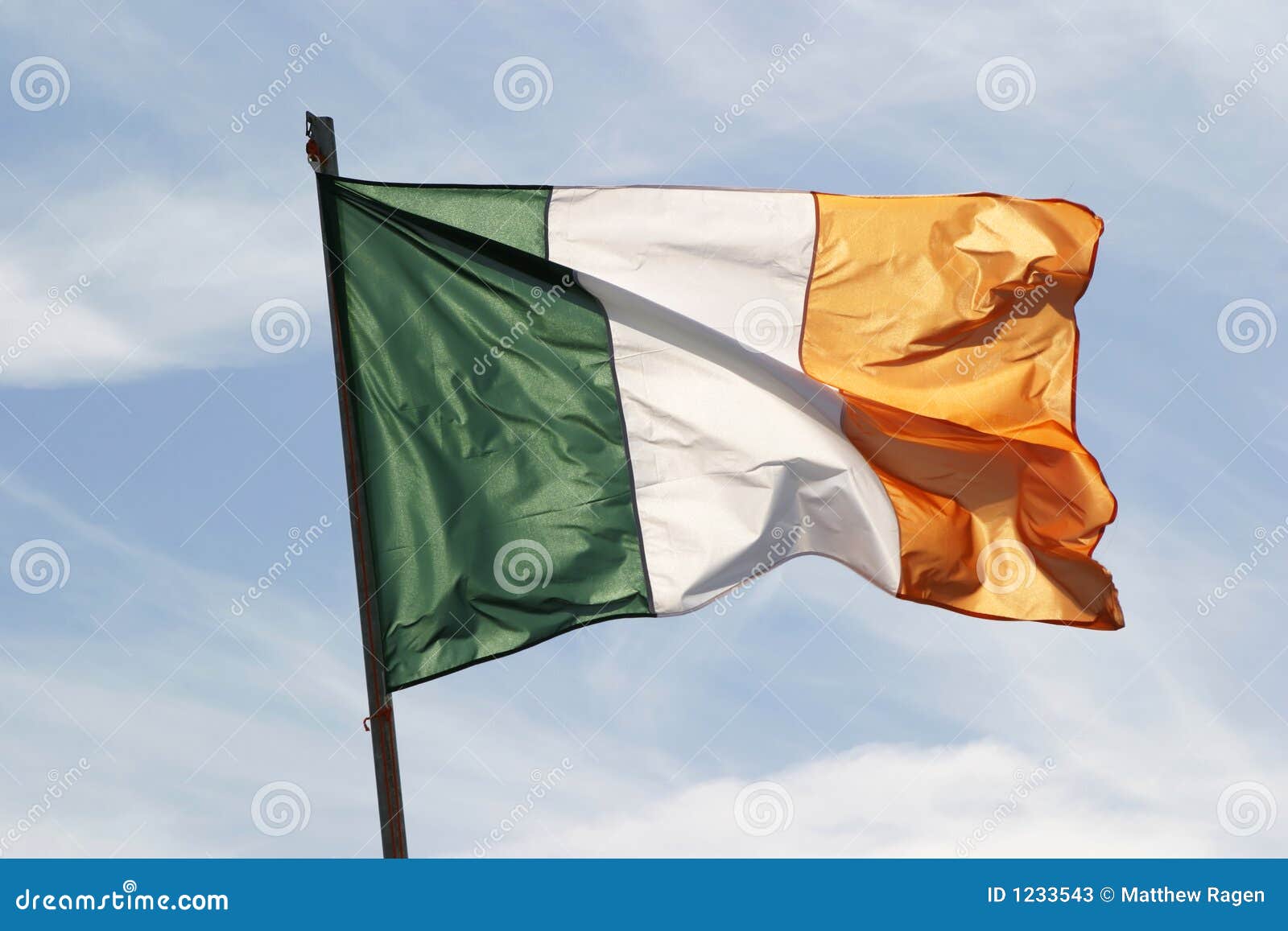 Irish Flag in the Wind stock image. Image of breezy, orange - 1233543