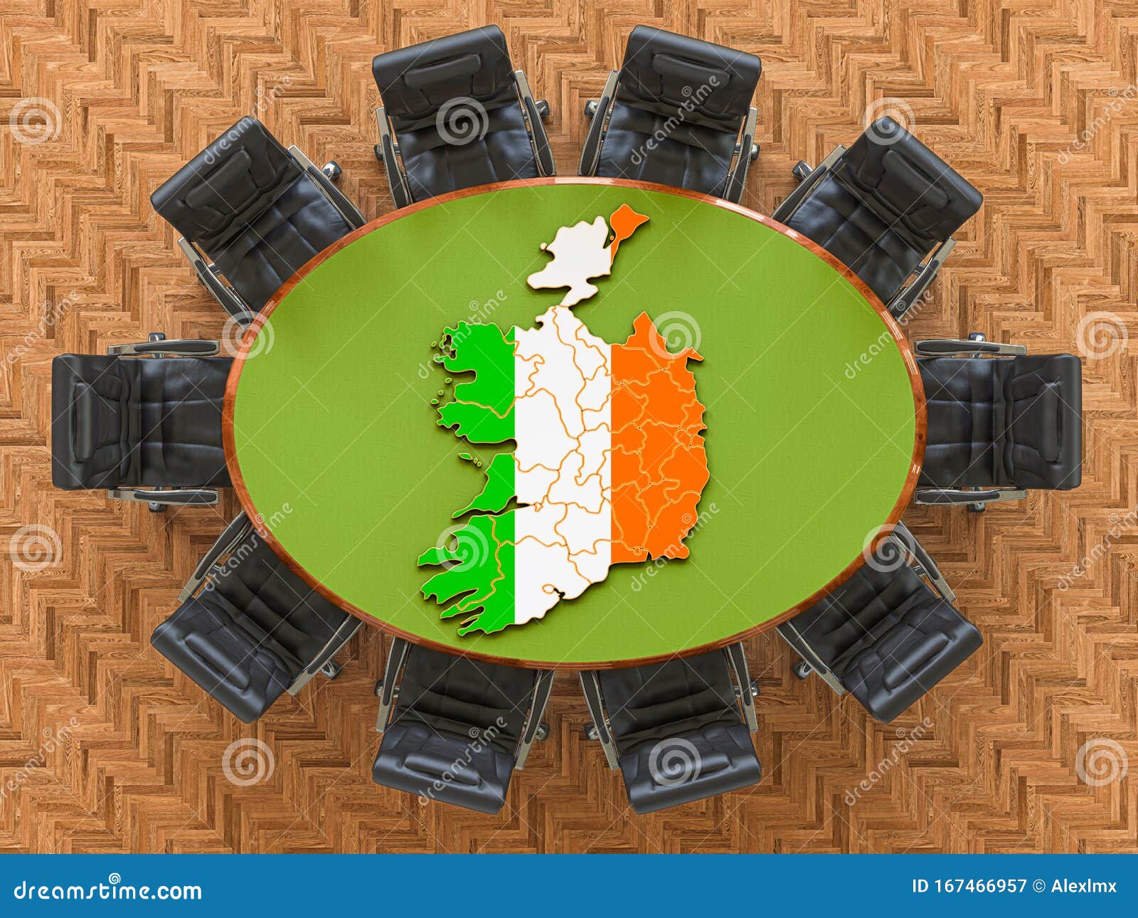 Irish Goverment Meeting. Map of Ireland on the Round Table, 3D ...