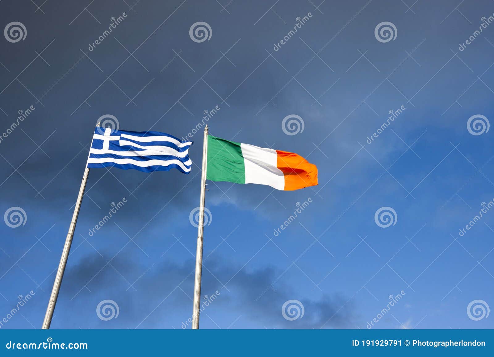 Irish and Greek Flag in Dublin Stock Image - Image of erin, economy ...