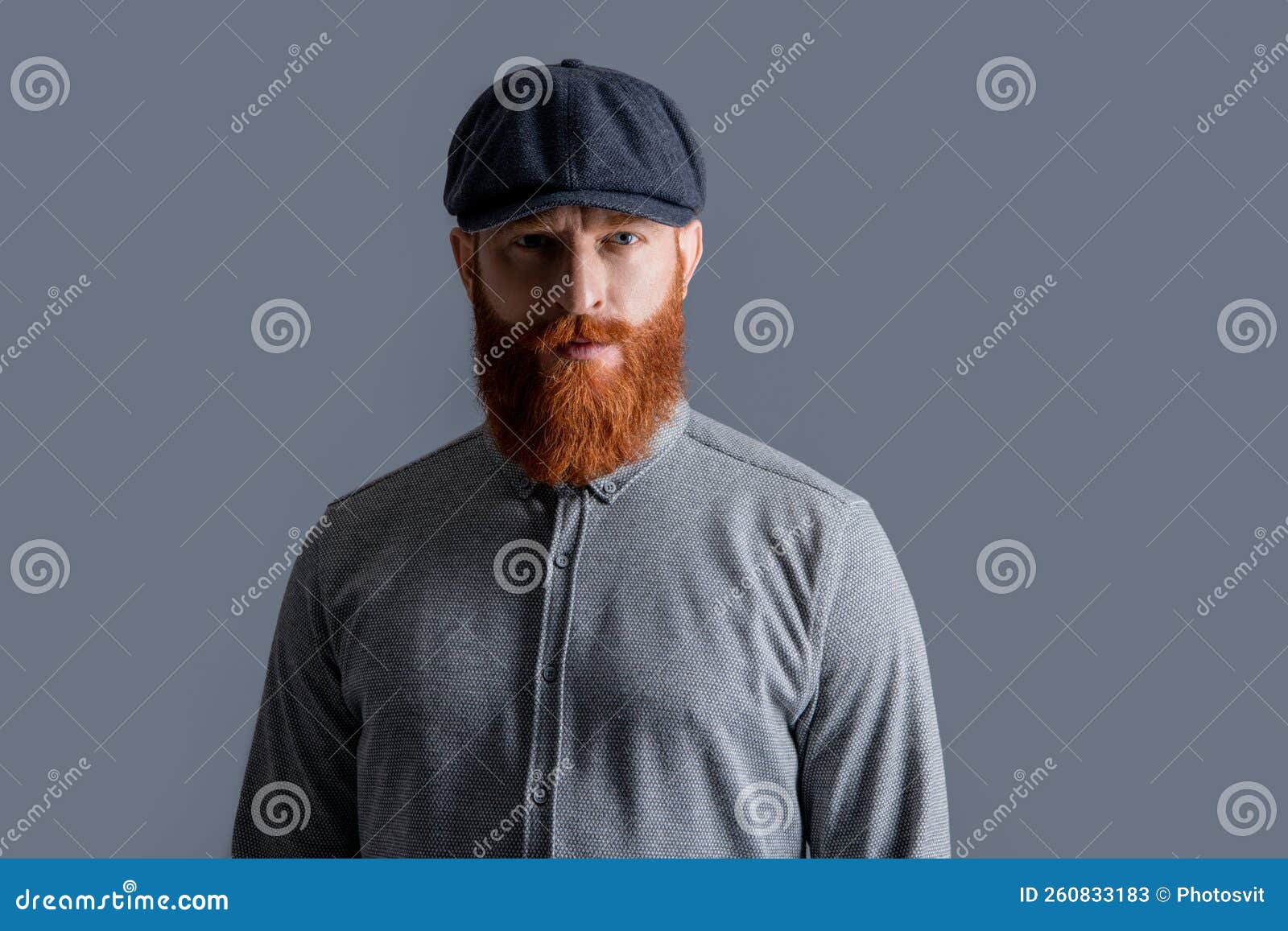 Irish Guy Studio. Bearded Guy Isolated on Grey Stock Image - Image of ...