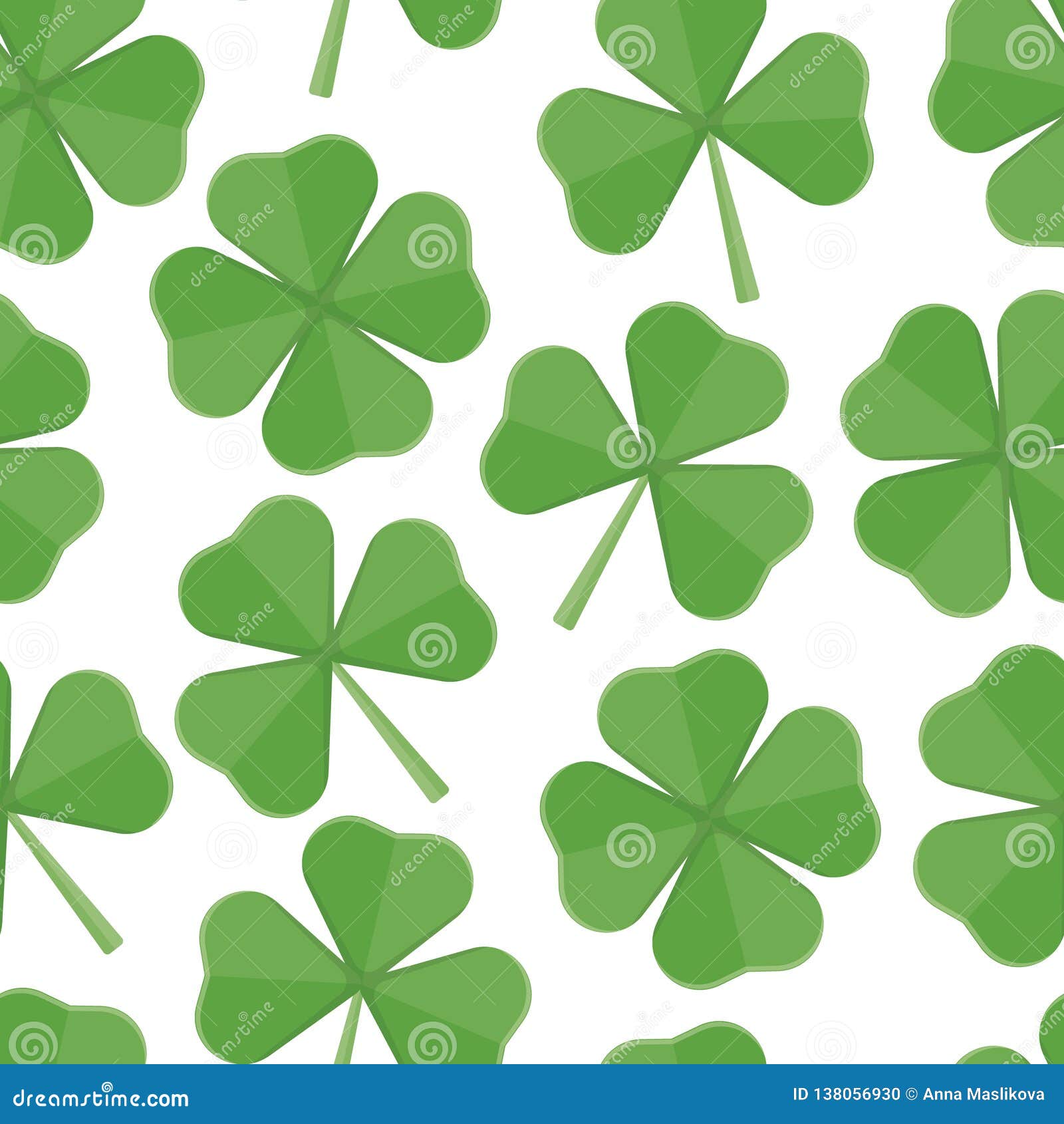 Irish Holiday, Clover Seamless Pattern. Illustration Flat Style Stock ...