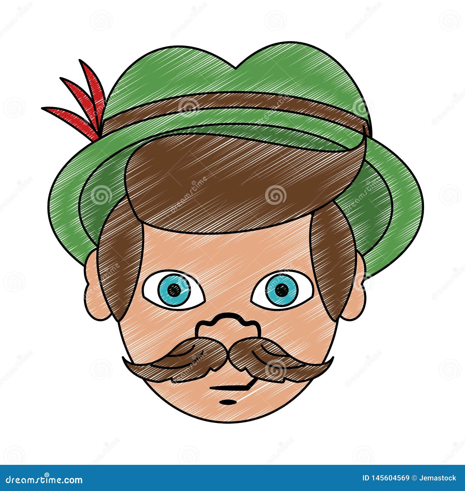 Irish Man Head with Mustache and Hat Scribble Stock Vector ...