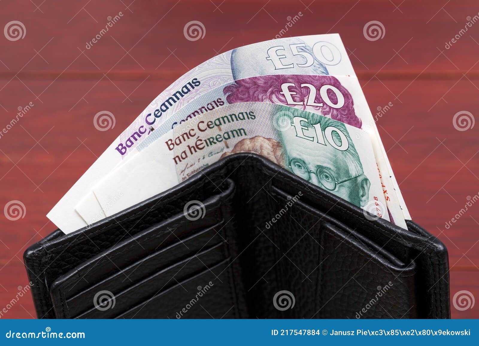 Irish Money in a Black Wallet Stock Photo - Image of wealth, savings ...