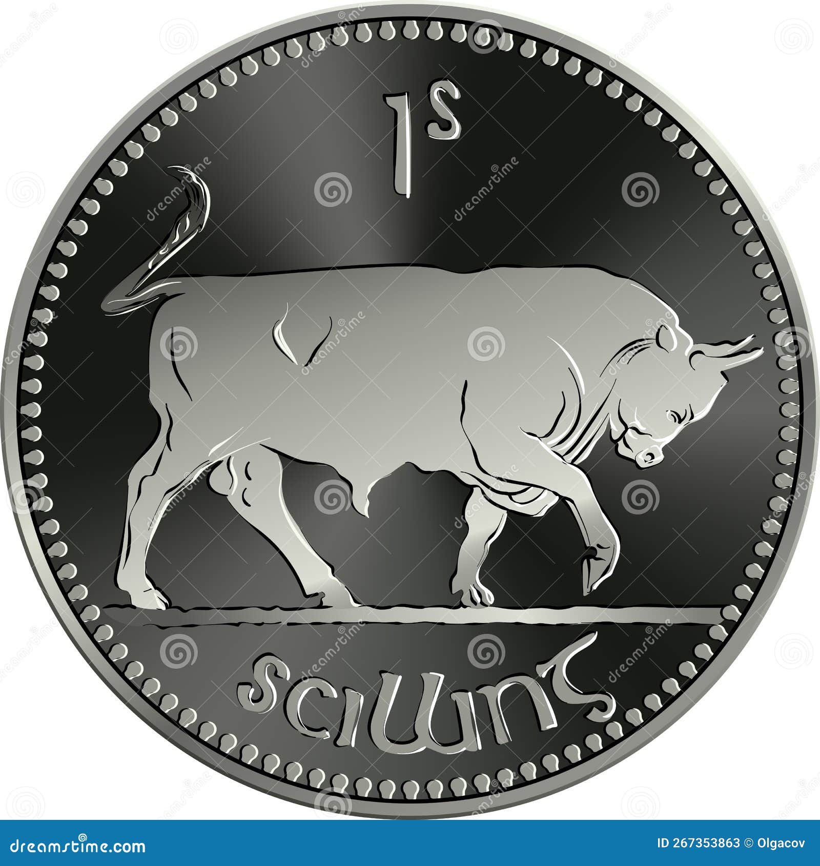 Irish Money Pre-decimal Shilling Coin Stock Vector - Illustration of ...