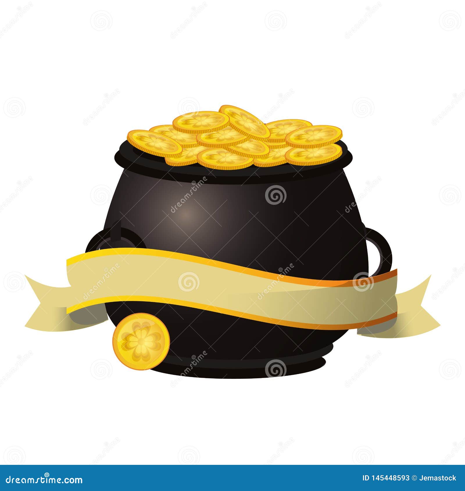 Irish pot with coins stock vector. Illustration of national - 145448593