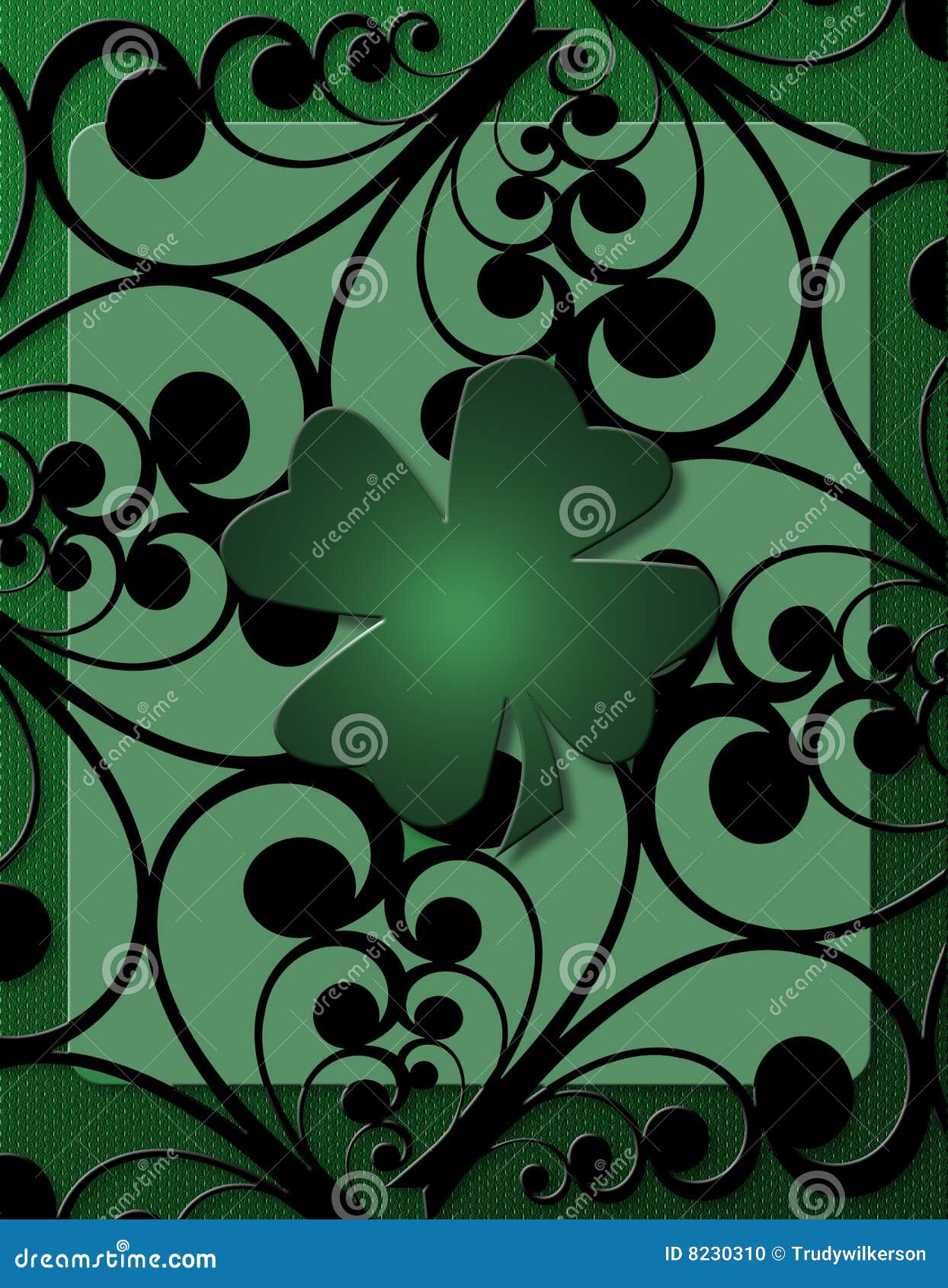 Irish Print with Shamrock stock illustration. Illustration of point ...