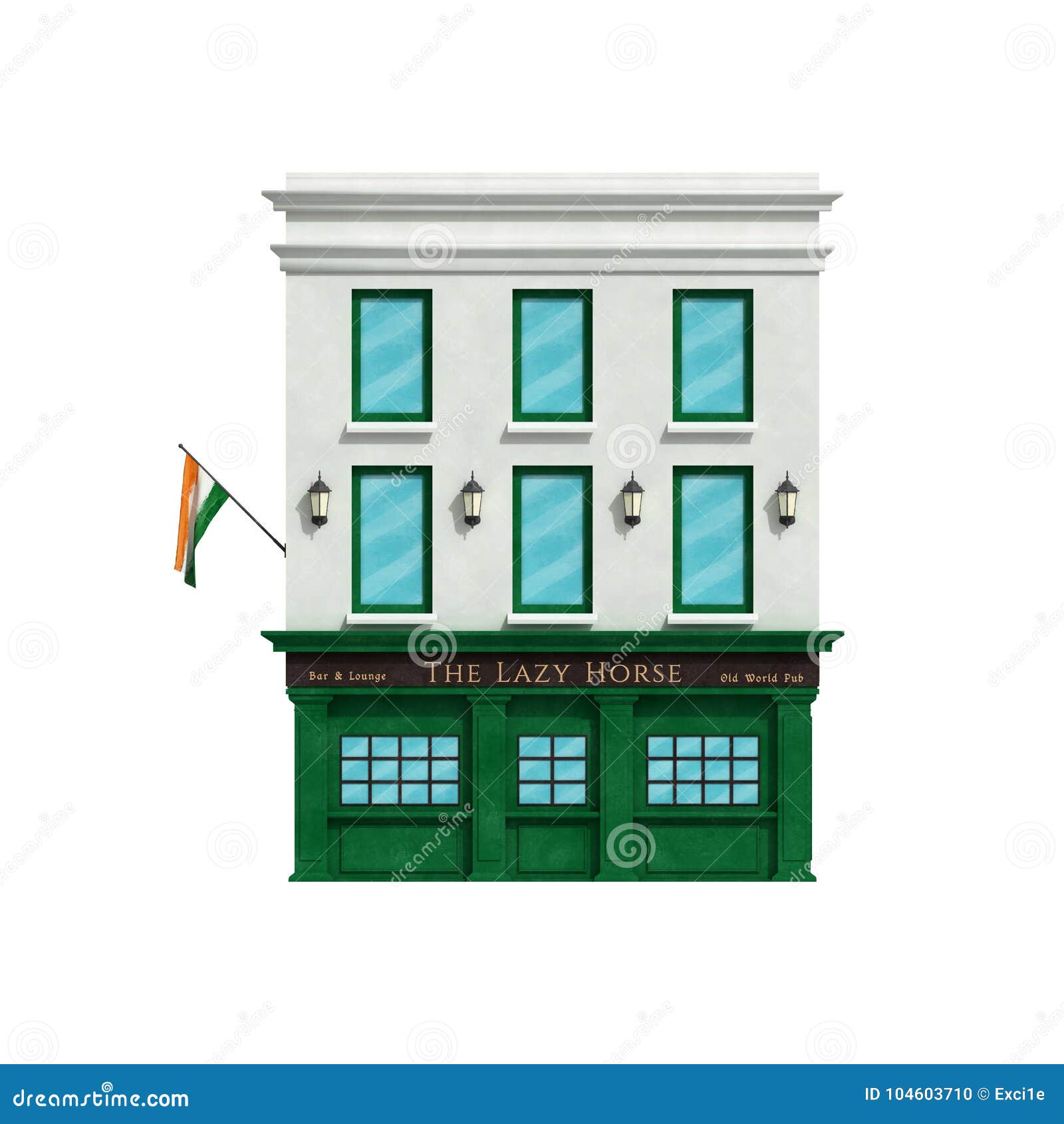 Irish Pub Building. Front View. Stock Illustration - Illustration of ...