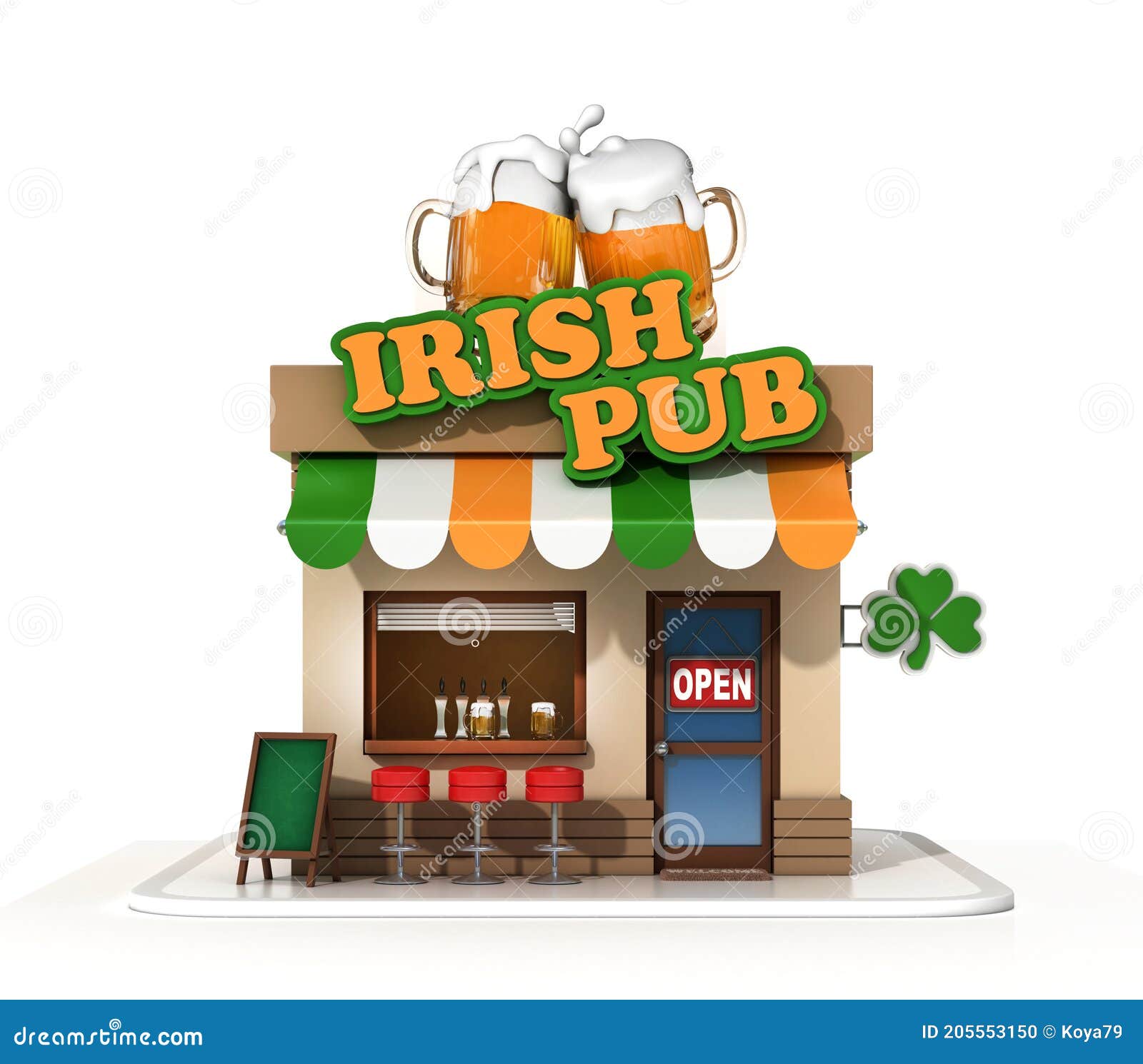 Irish Pub Exterior Vector Illustration. Flat Design Of Facade. Beer ...